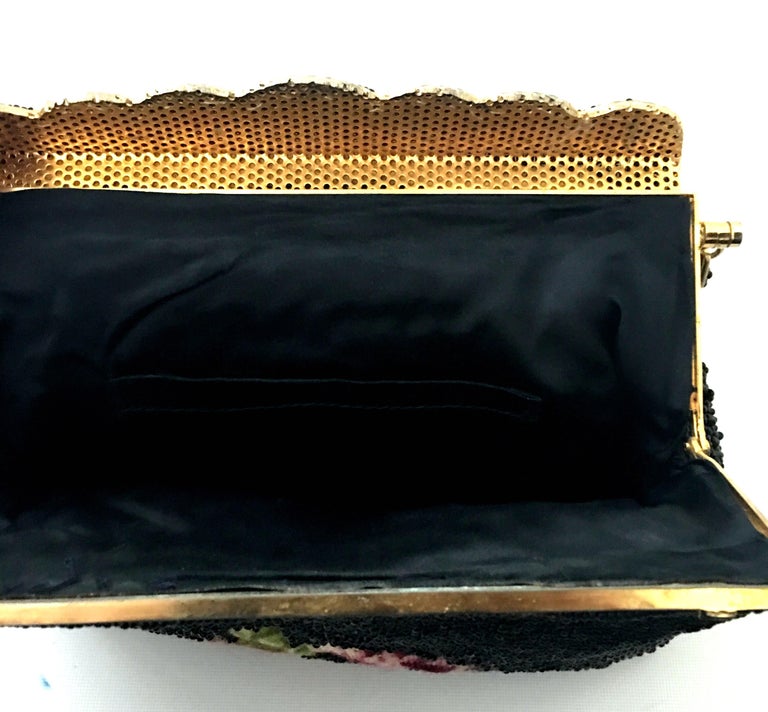 50'S Glass Glass Bead and Crewel Embroidered Hand Bag-Hong Kong at 1stDibs