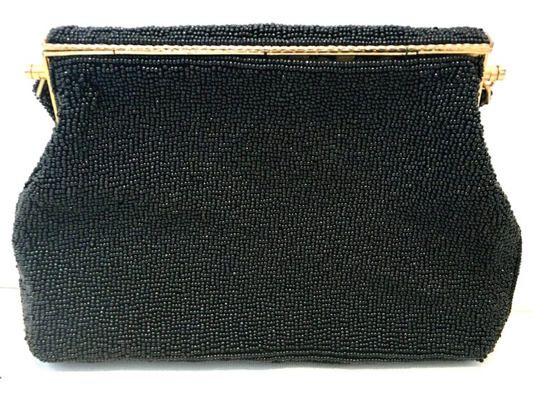 50'S Glass Glass Bead and Crewel Embroidered Hand Bag-Hong Kong at 1stDibs