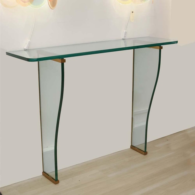 1950s Italian Wall Mount Console Table in Glass Design Fontana Arte ...