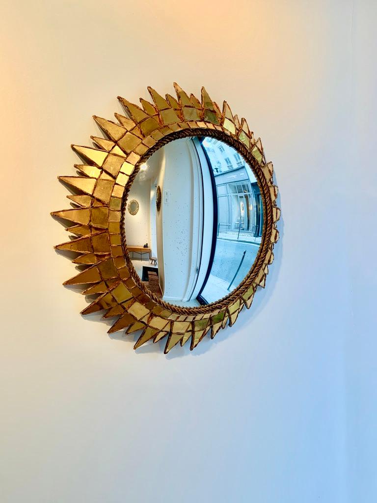 '50s Line Vautrin 'Soleil À Pointes N.3' Mirror in Gold Talosel For ...