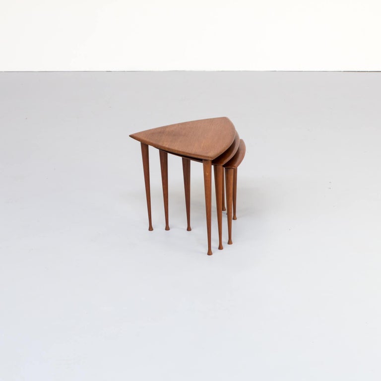 1950s Poul Thorsbjerg Jensen Teak Veneer Triangle Nesting Tables for ...