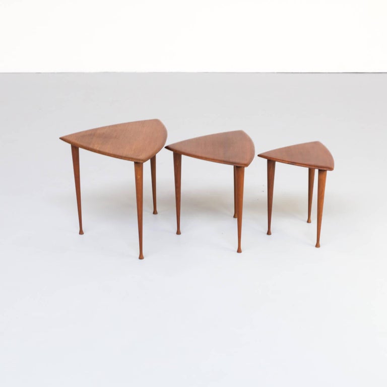 1950s Poul Thorsbjerg Jensen Teak Veneer Triangle Nesting Tables for ...