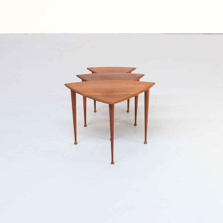 1950s Poul Thorsbjerg Jensen Teak Veneer Triangle Nesting Tables for ...