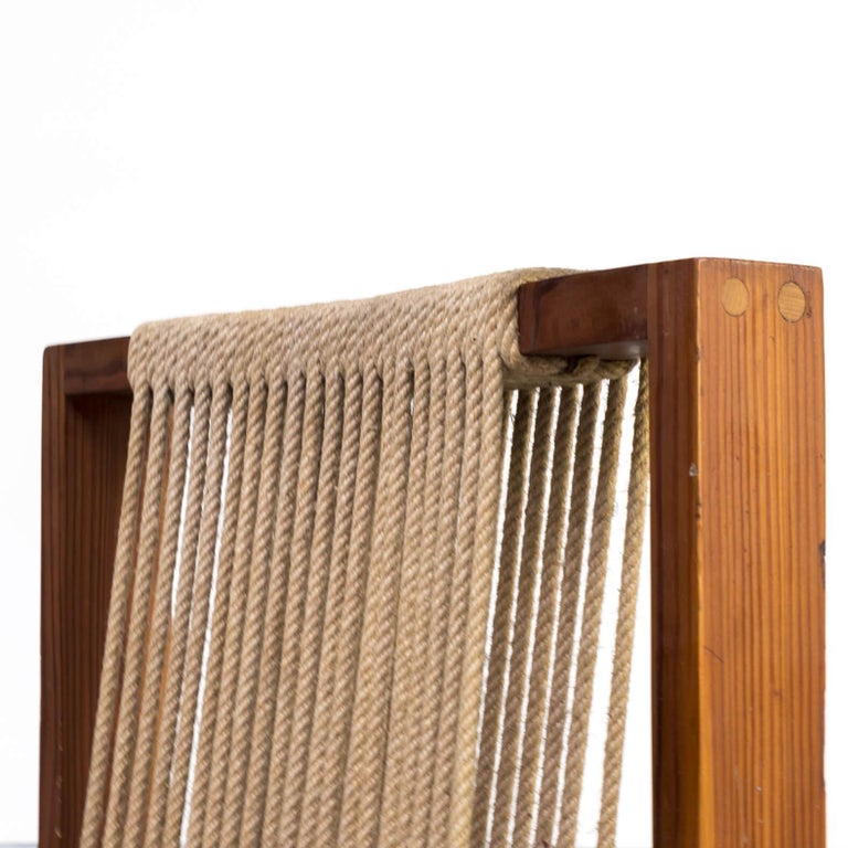 1950s Rope Chair in Pine Wood For Sale at 1stDibs