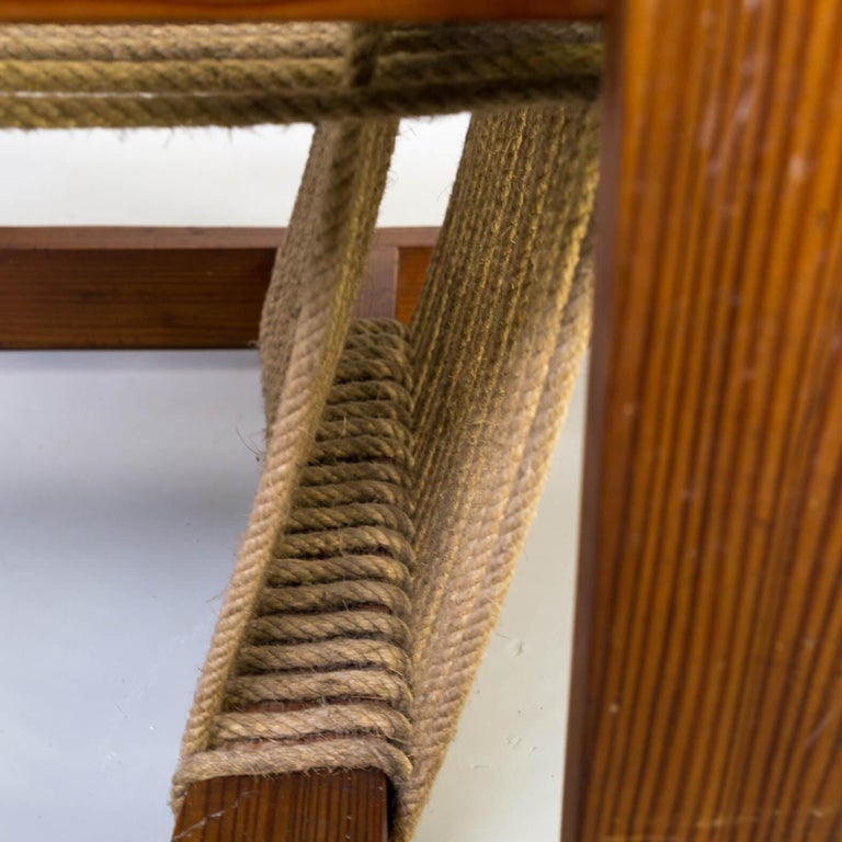 1950s Rope Chair in Pine Wood For Sale at 1stDibs