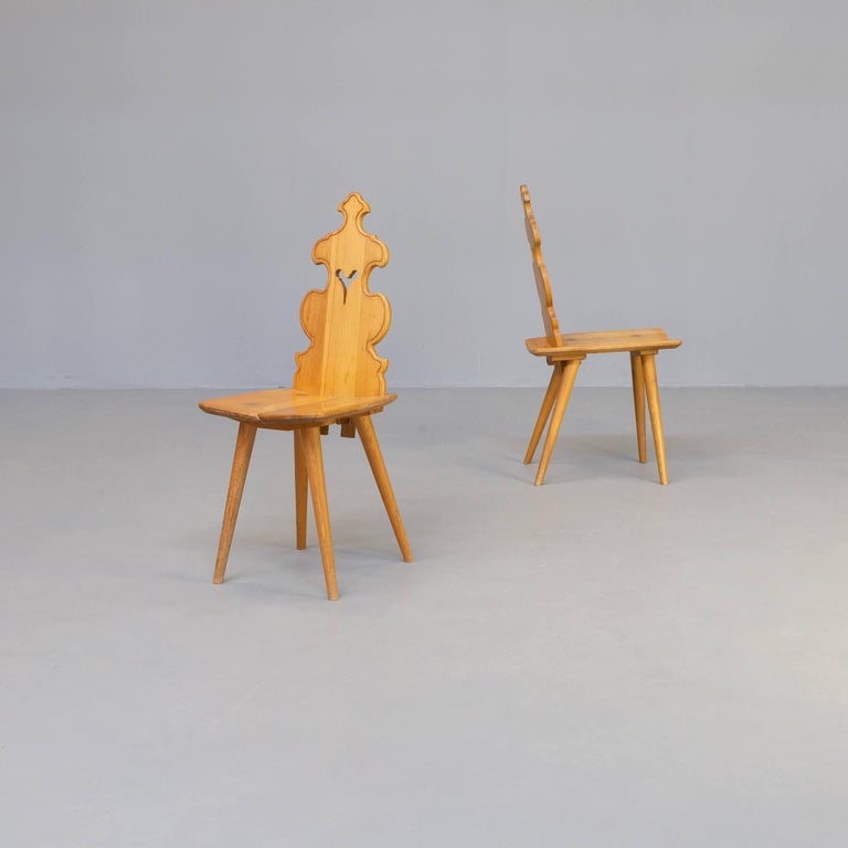 50s Set of Rustic Alpine Mountain Chairs Set/2 For Sale at 1stDibs