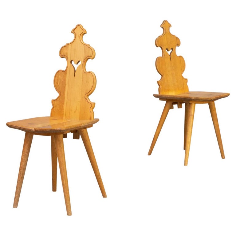 50s Set of Rustic Alpine Mountain Chairs Set/2 For Sale at 1stDibs