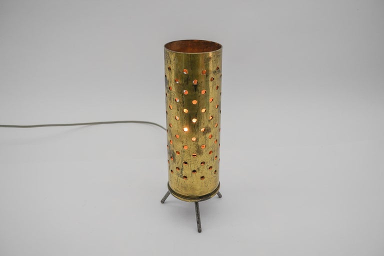 50s Tripod Table Lamp Made of Perforated Cartridge Case, Germany For ...