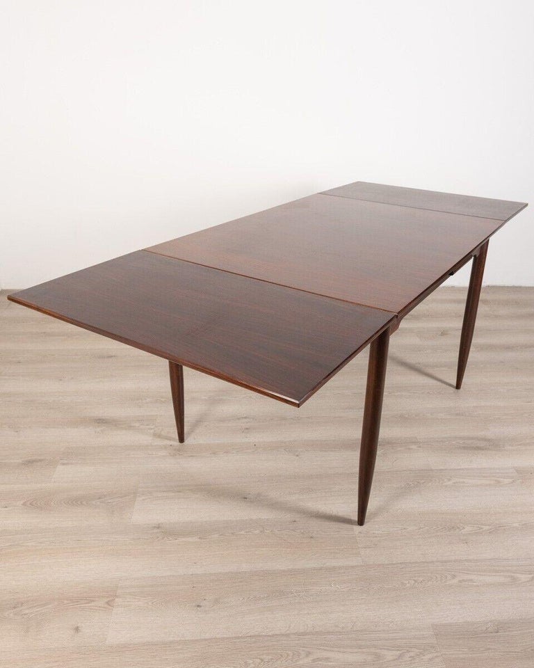 50s Vintage Table in Rosewood Extendable Italian Design For Sale at 1stDibs