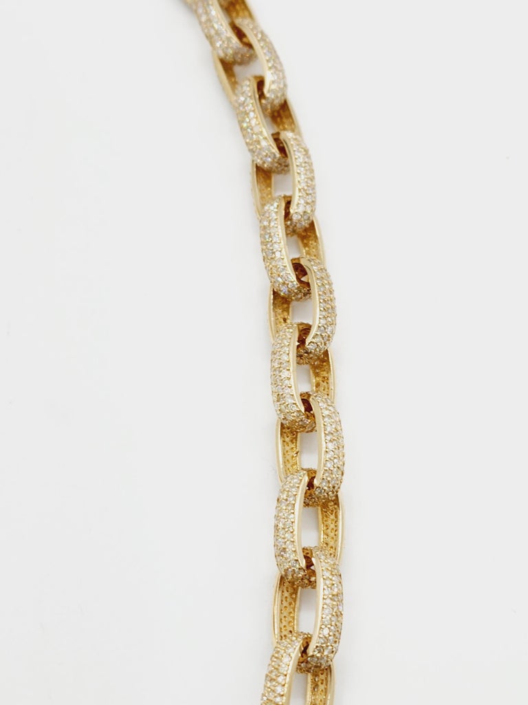 51 Carats Diamonds Heavy Link Chain Necklace 14 Karats Yellow Gold For ...