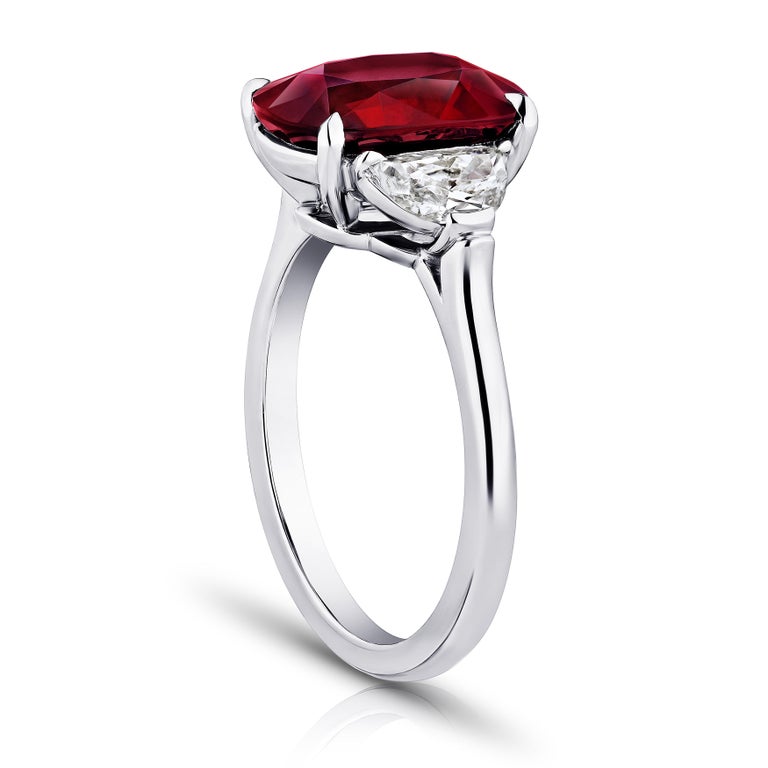 5.10 Carat Oval Red Ruby and Diamond Ring at 1stDibs