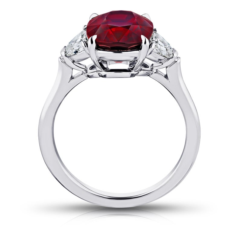 5.10 Carat Oval Red Ruby and Diamond Ring at 1stDibs