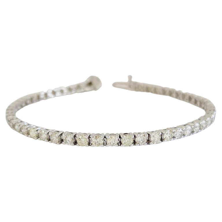 5.10 Carat Round Brilliant Natural Diamond Tennis Bracelet 14 Karat White Gold at 1stDibs