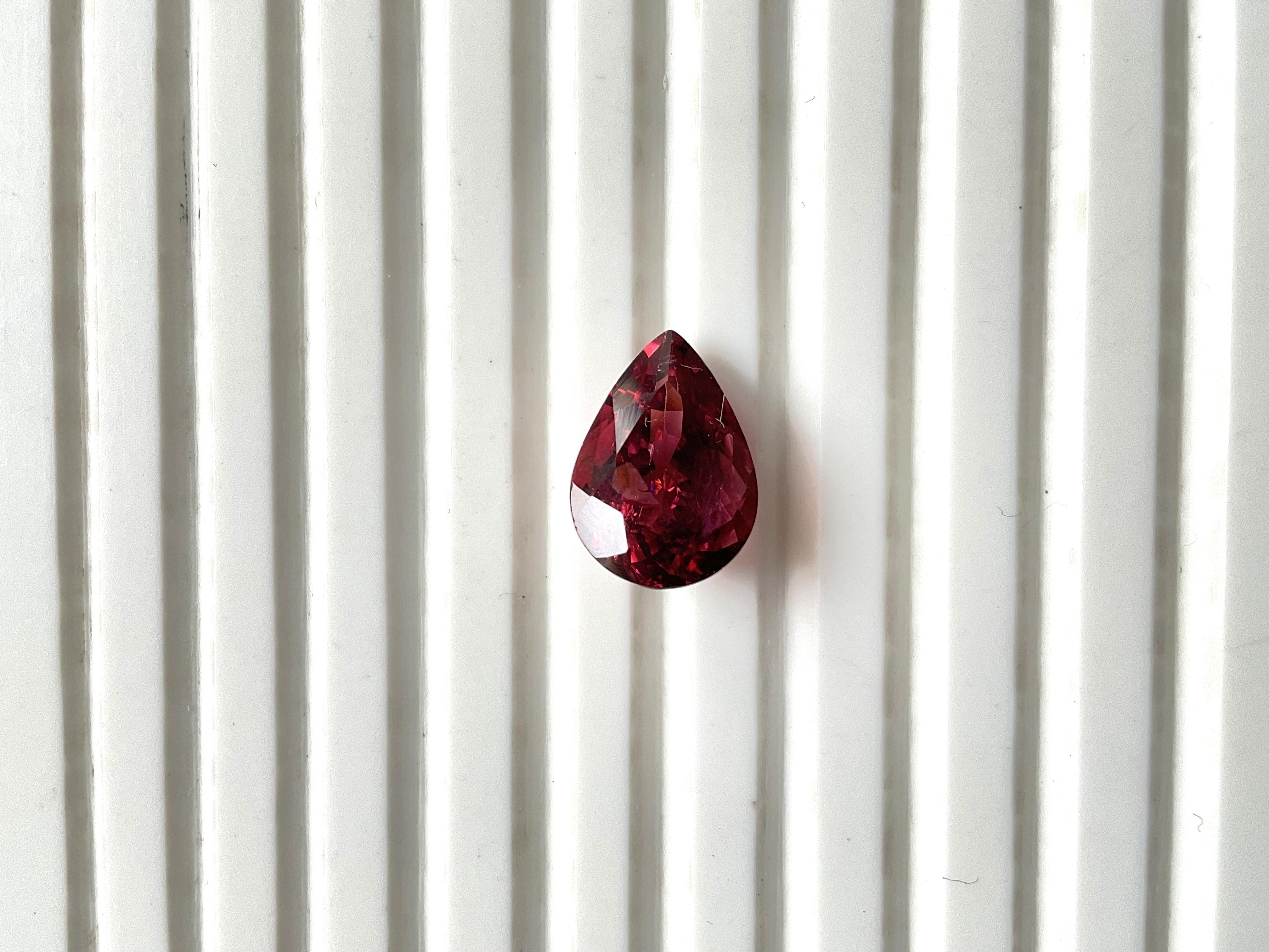 5.14 Carats Red Rubellite pear Faceted cut stone fine jewelry Natural ...