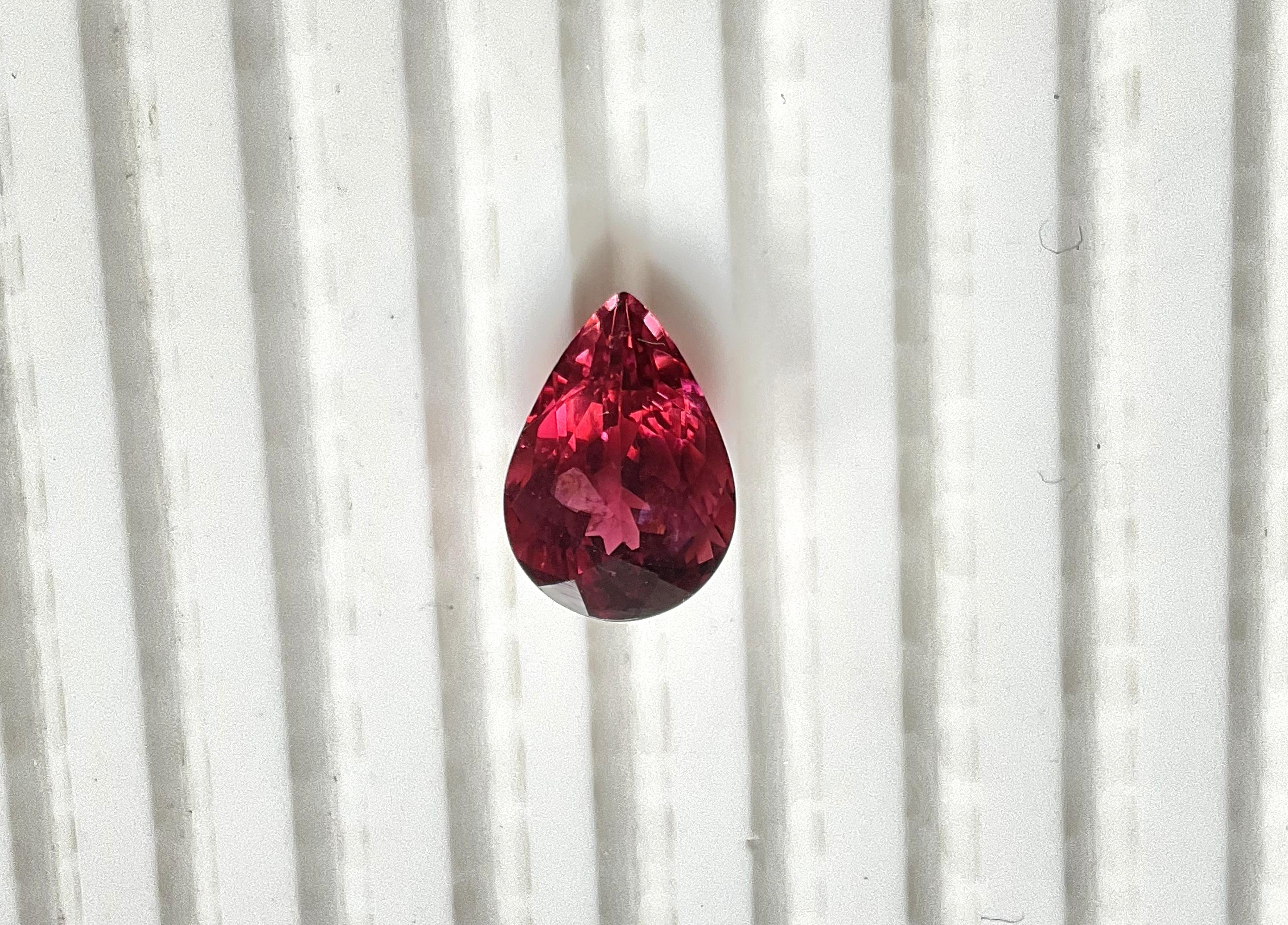 5.14 Carats Red Rubellite pear Faceted cut stone fine jewelry Natural ...