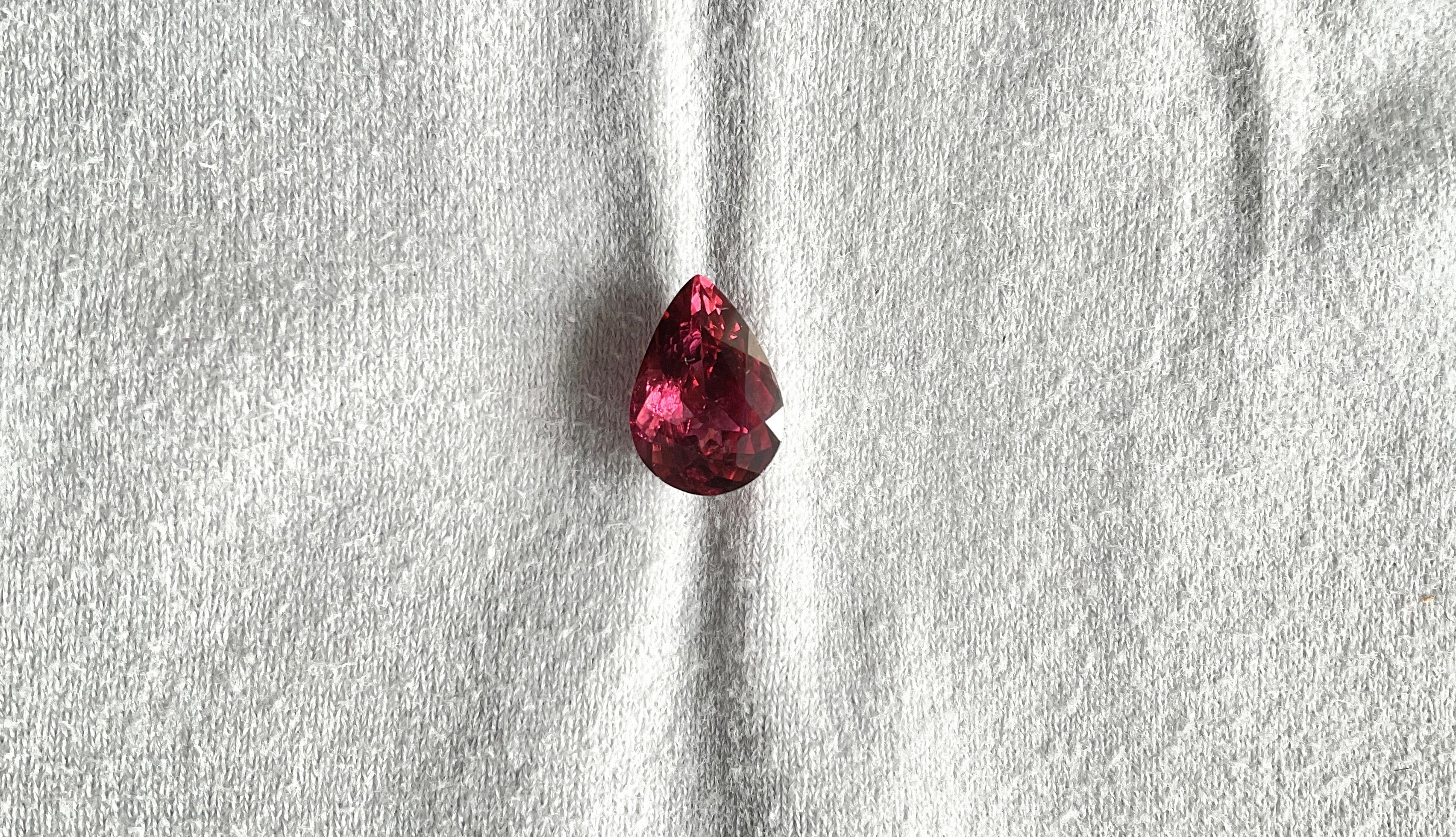 5.14 Carats Red Rubellite pear Faceted cut stone fine jewelry Natural ...