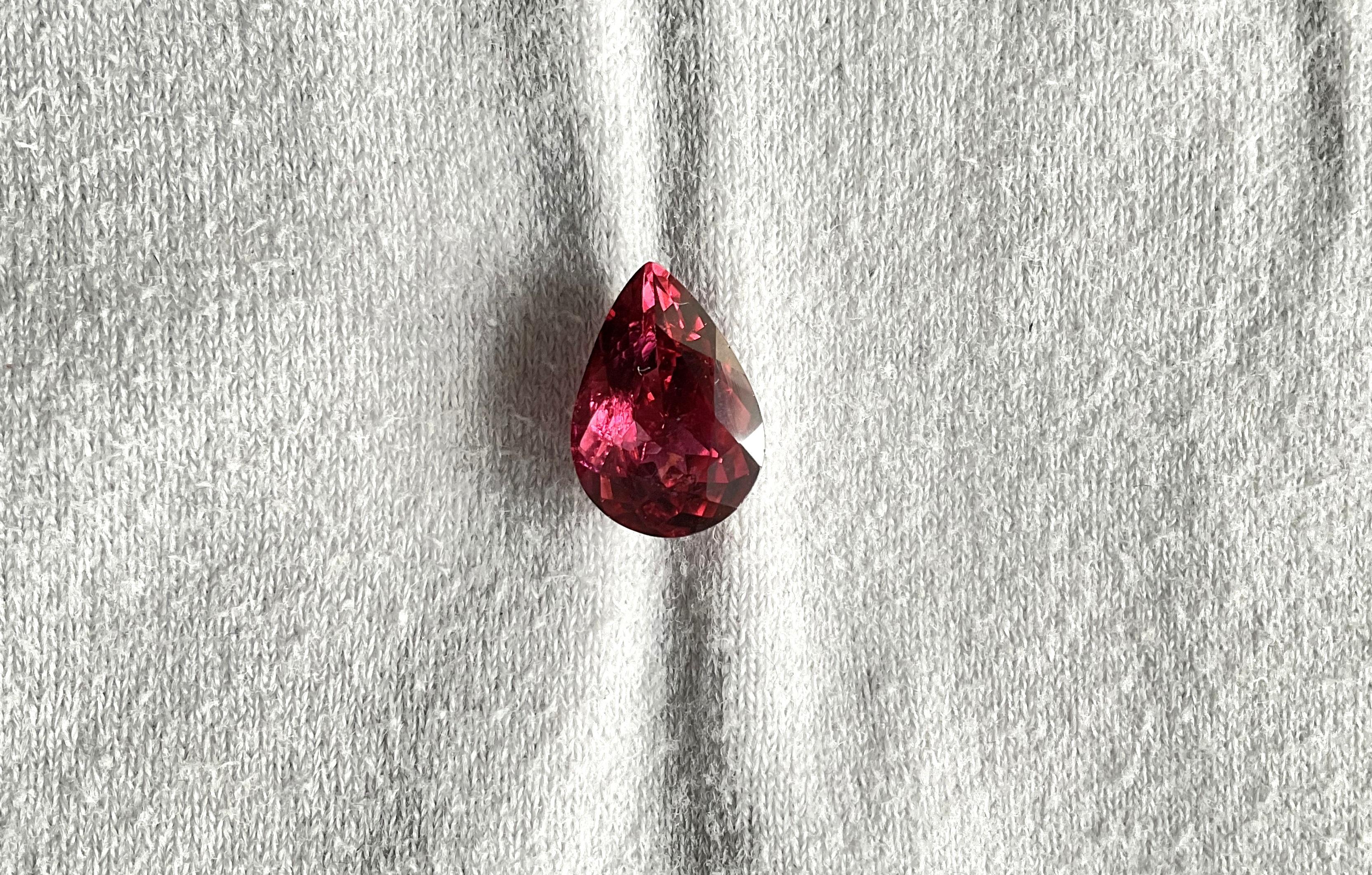 5.14 Carats Red Rubellite pear Faceted cut stone fine jewelry Natural ...