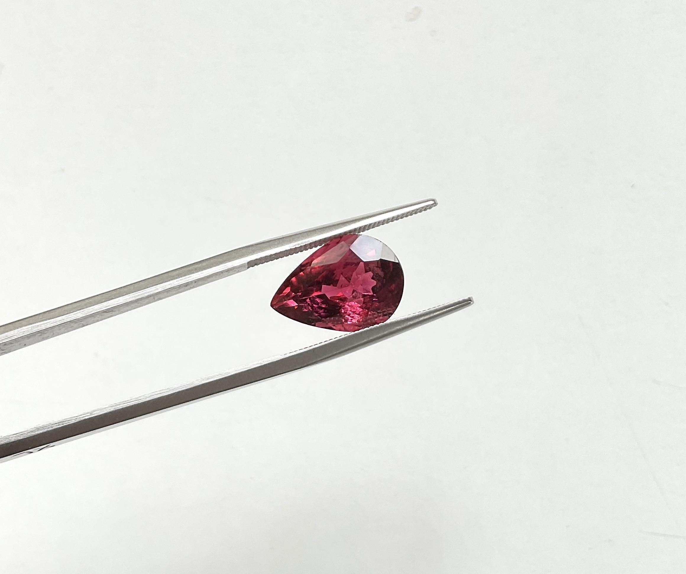 5.14 Carats Red Rubellite pear Faceted cut stone fine jewelry Natural ...