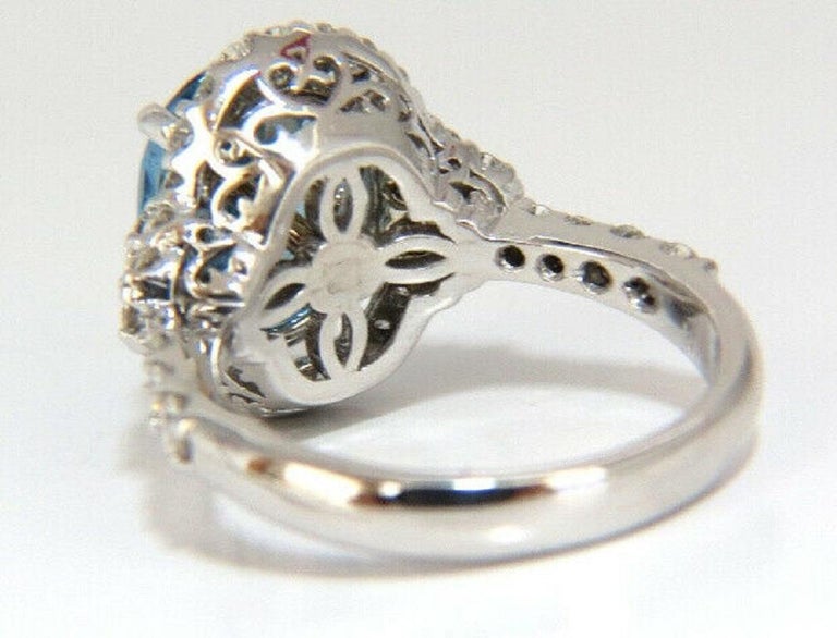 5.15 Carat Natural Prime Aqua Blue Aquamarine Diamonds Ring 14 Karat ...