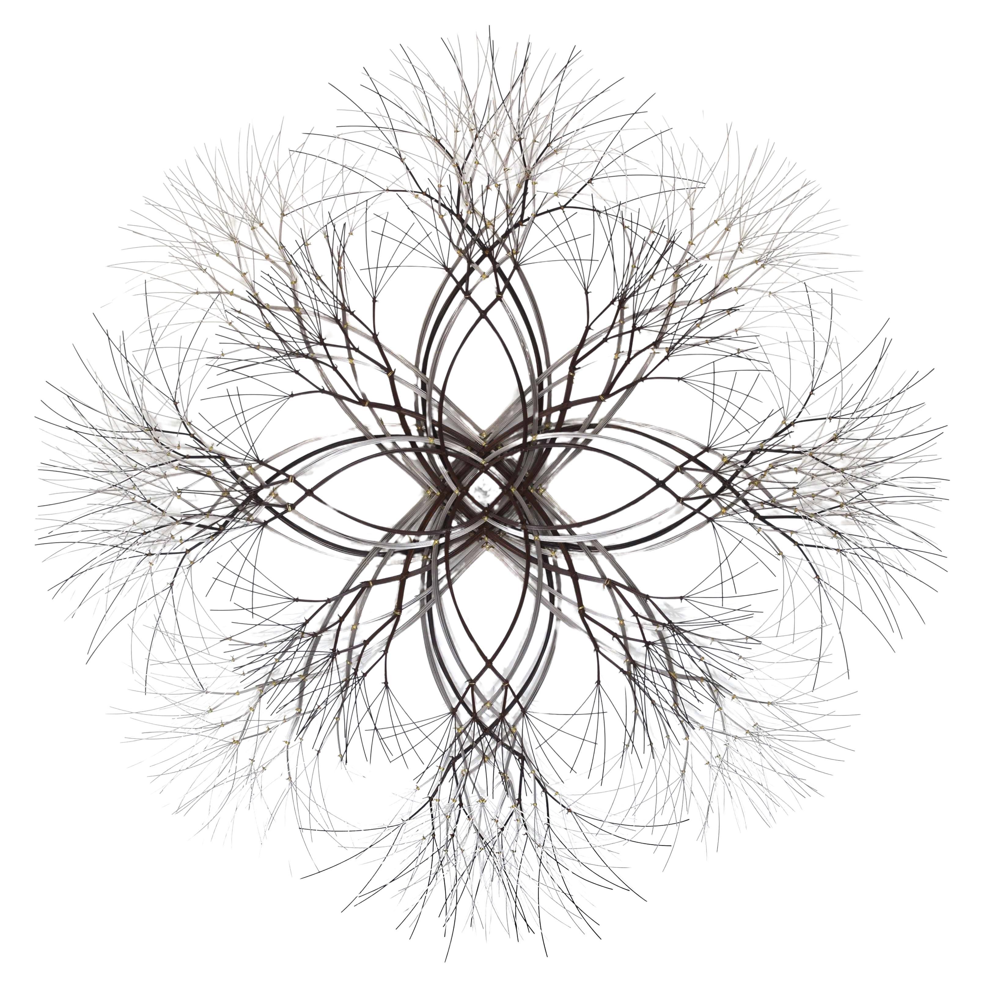 51"x51" Metal Wall Sculpture in Stainless and Bronze #737 For Sale at 1stDibs