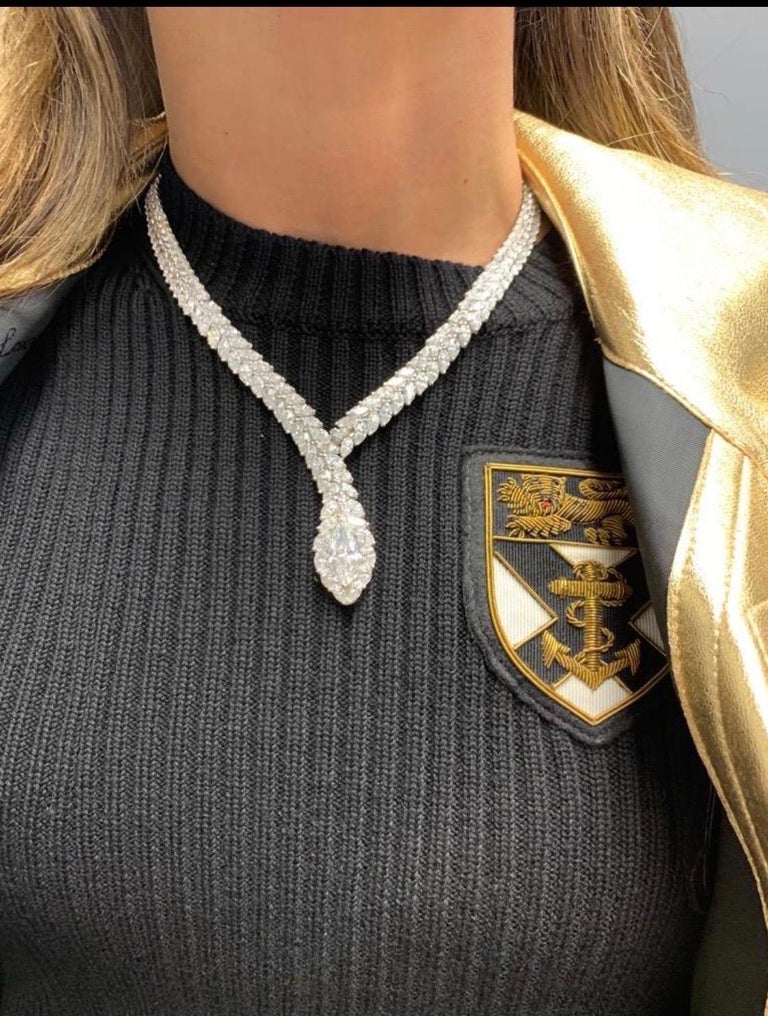 52 Carat Marquise Cut Diamond Snake Necklace For Sale at 1stDibs ...