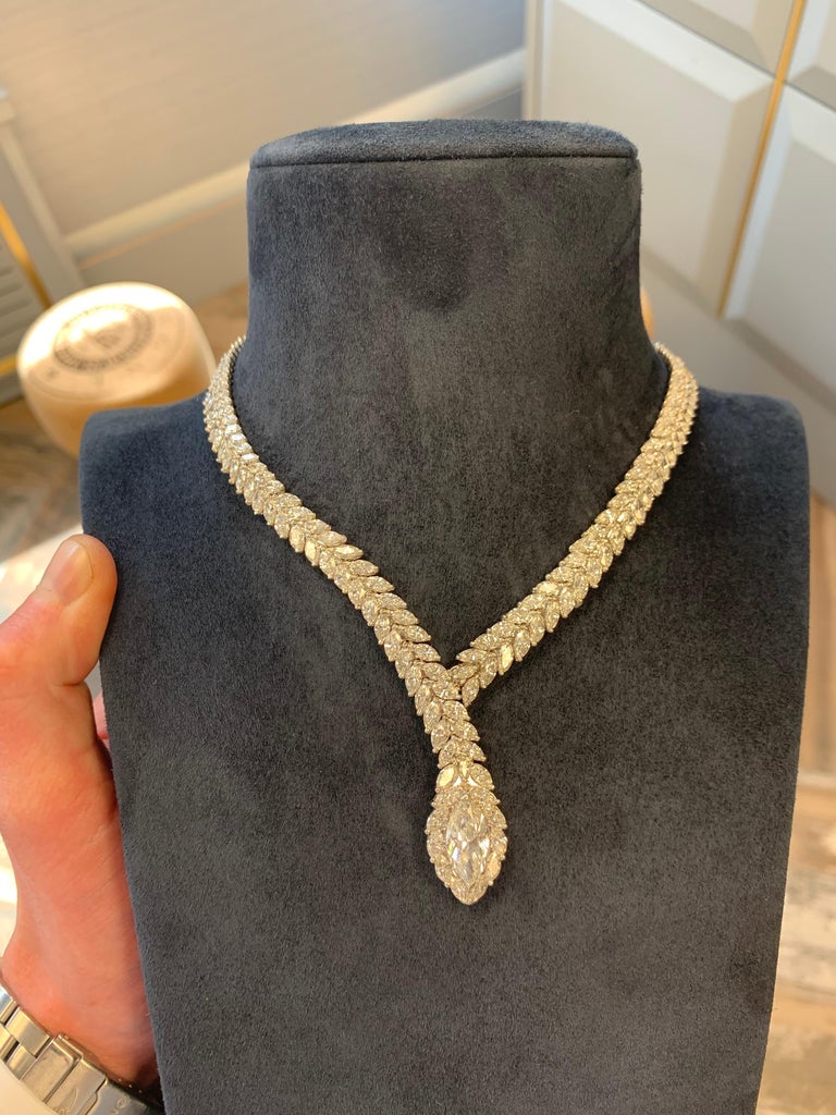 52 Carat Marquise Cut Diamond Snake Necklace For Sale at 1stDibs ...