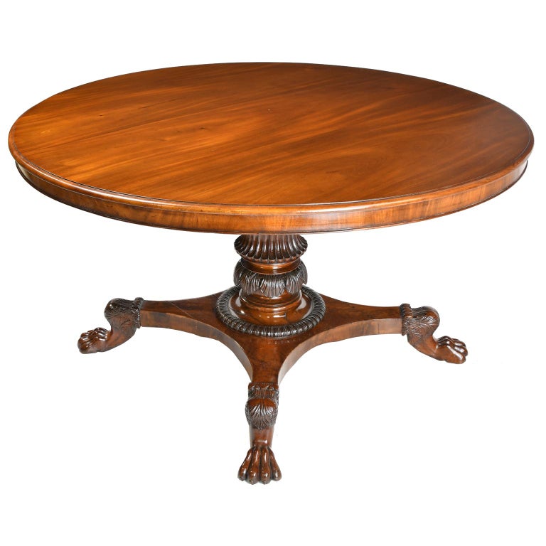 Christian VIII Round Foyer Table with Center Pedestal in Mahogany ...