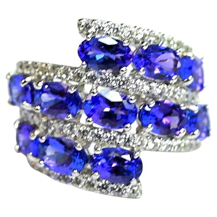 5.20 Ct Tanzanite Sustainable Ring 925 Sterling Silver Bridal Engagement Ring For Sale at 1stDibs