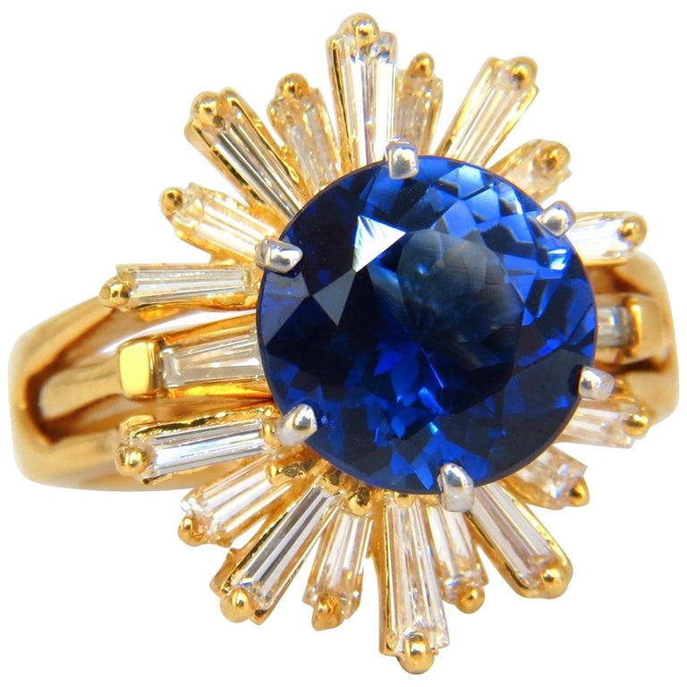 5.20ct Lab Sapphire diamonds ring kashmir blue 14kt Insert and ...