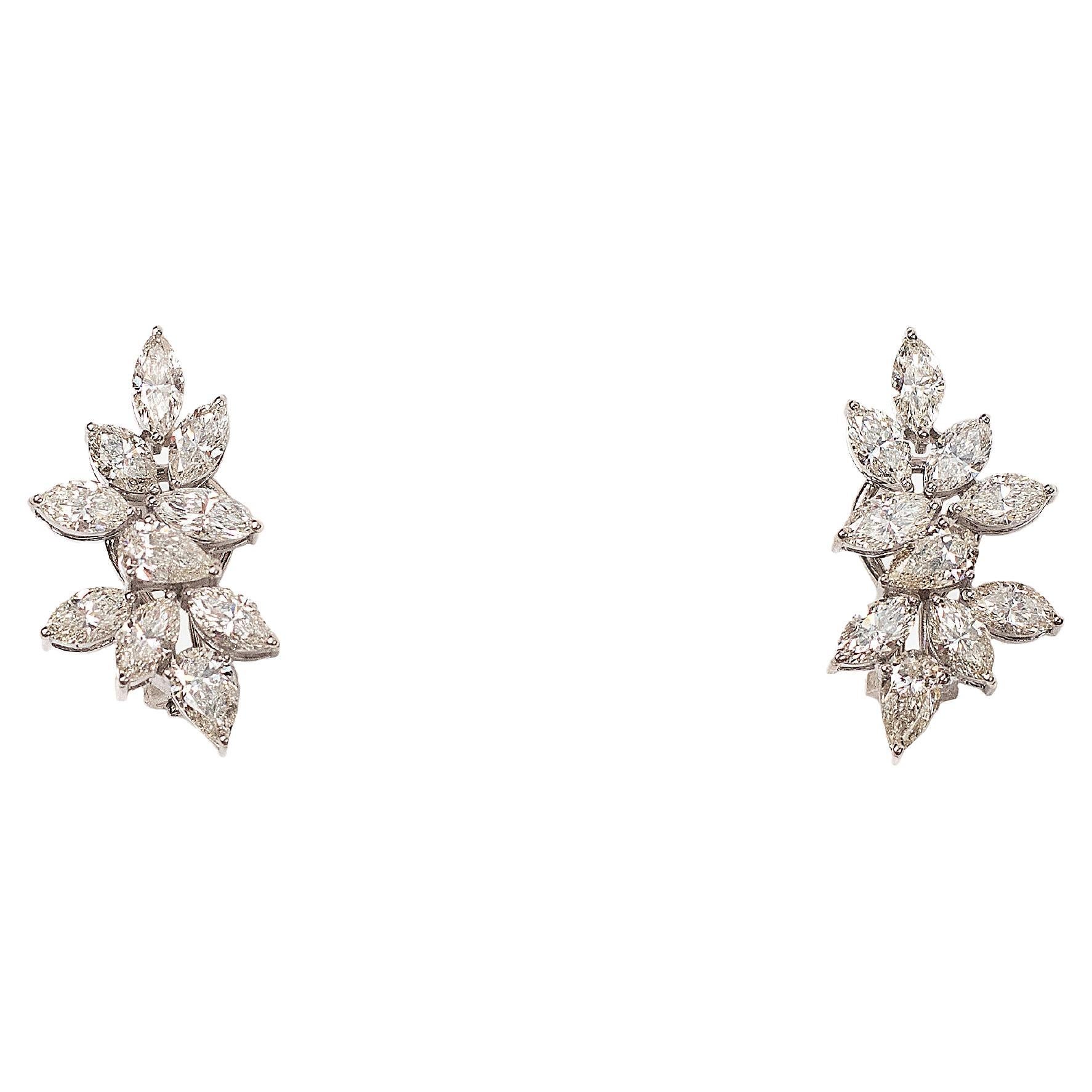 5.24 cts Pear Marquise Baguette Earring Studs in 18K Gold For Sale at ...