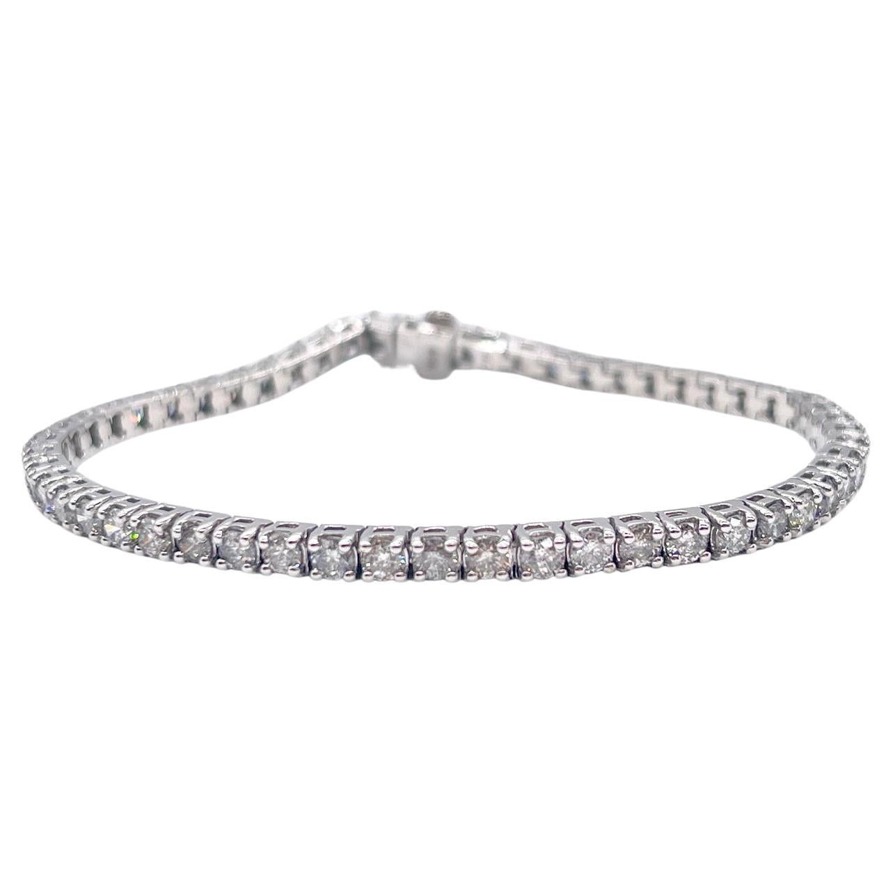 5.25 Carat Diamond Tennis Bracelet in 14K White Gold 7" For Sale at 1stDibs