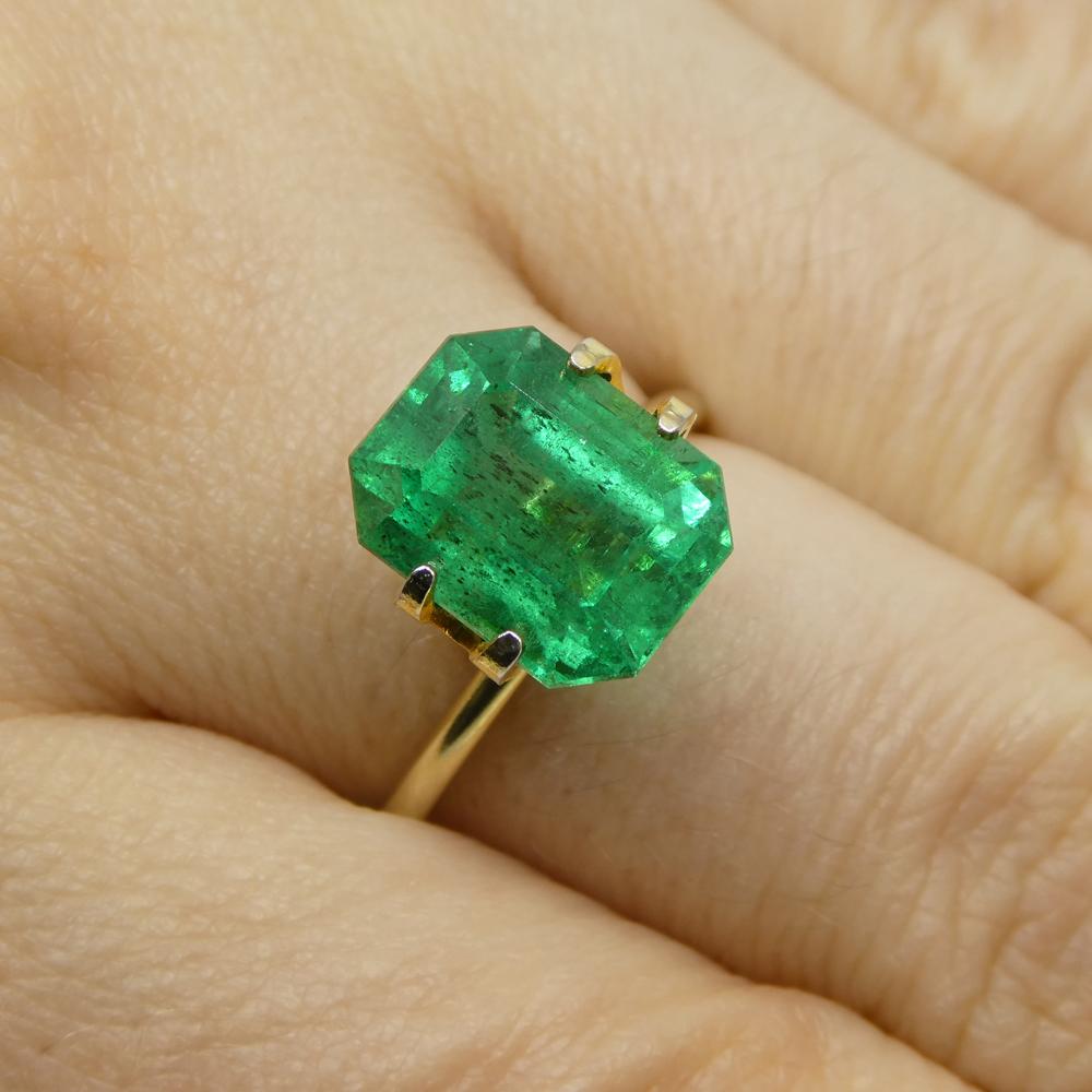 5.25ct Octagonal/Emerald Cut Green Emerald GIA Certified Zambia F1 ...