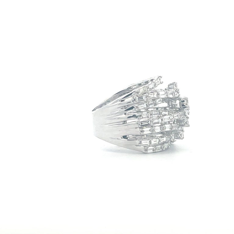 5.26 ct. Baguette Diamond Cluster Multi-Strand Highway Ring in 14K ...