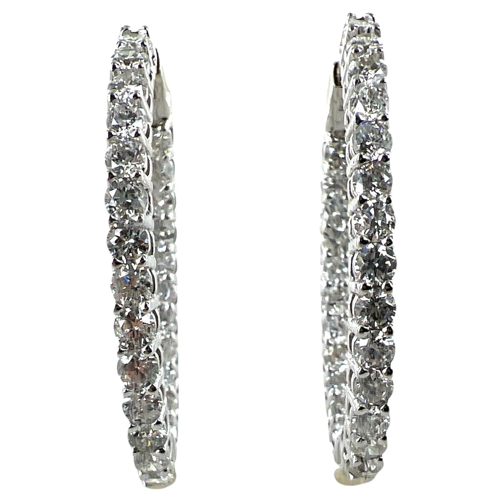 Triple Loop Diamond Oval Hoops For Sale at 1stDibs | triple hoop drop ...