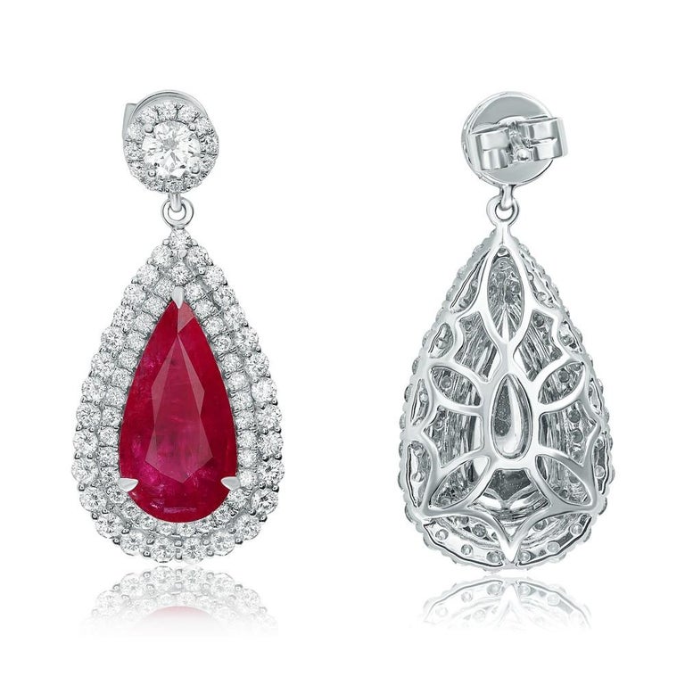 5.30 Carat Total Weight, GIA Certified Ruby and Diamond Dangle Earrings ...