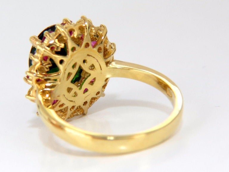 5.30ct Natural Deep Green Diopside Fancy Yellow diamonds Ruby Ring ...