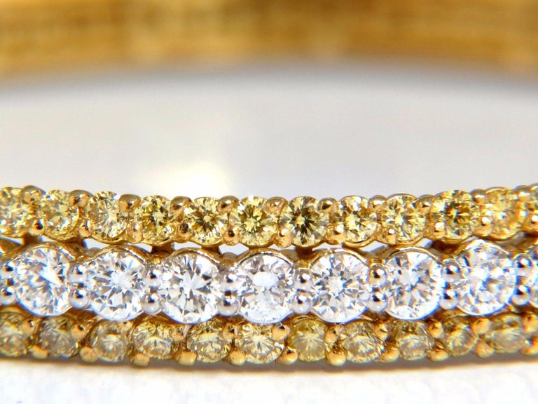 5.32 Carat Natural Round Fancy Yellow Diamonds Bangle Bracelet 14 Karat ...