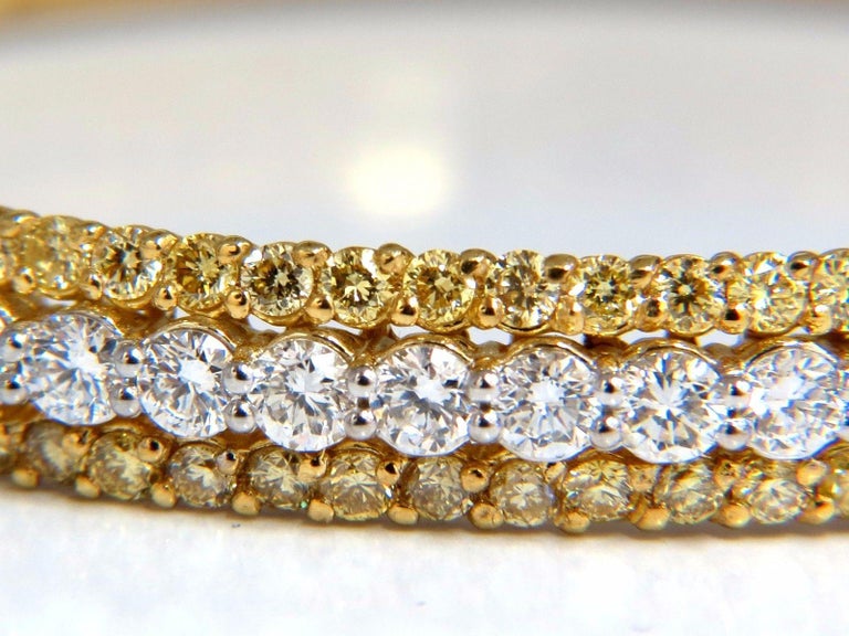 5.32 Carat Natural Round Fancy Yellow Diamonds Bangle Bracelet 14 Karat ...