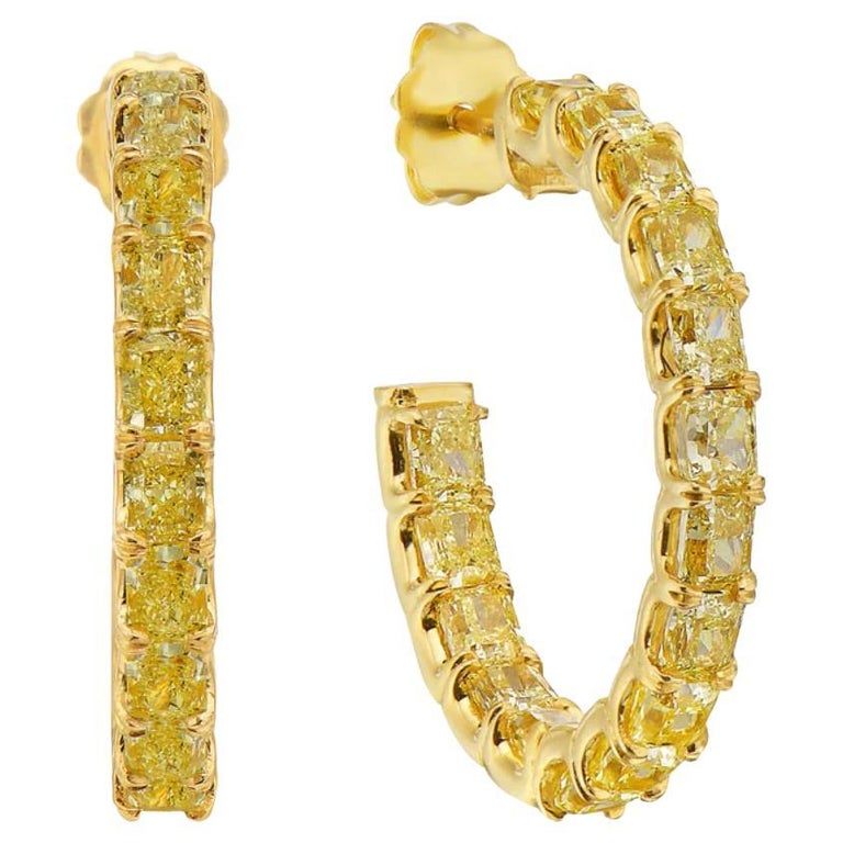 5.37 Carat Fancy Yellow Diamond Hoops For Sale at 1stDibs
