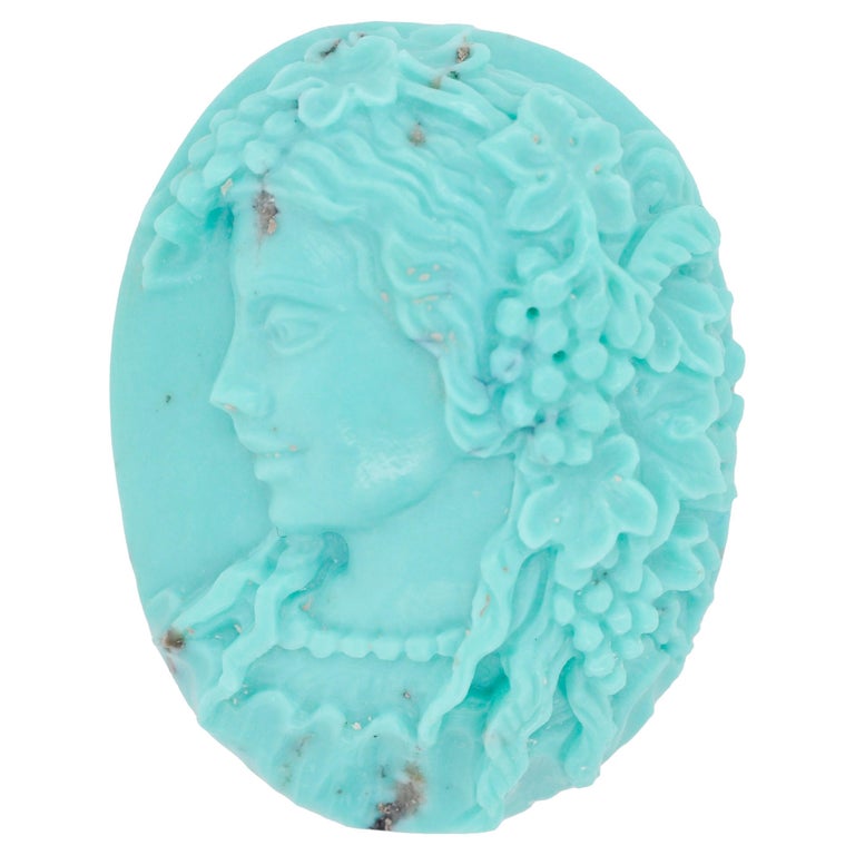 53.94 Carats Natural Arizona Turquoise Lady Cameo Carving Pendant ...