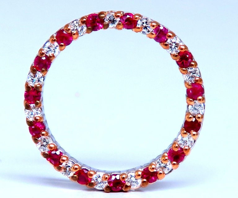 .53 Carat Natural Red Ruby Diamond Open Circle Pendant 14 Karat For Sale at 1stDibs