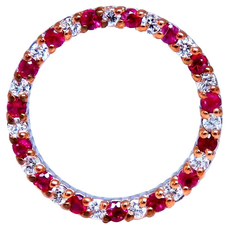 .53 Carat Natural Red Ruby Diamond Open Circle Pendant 14 Karat For ...