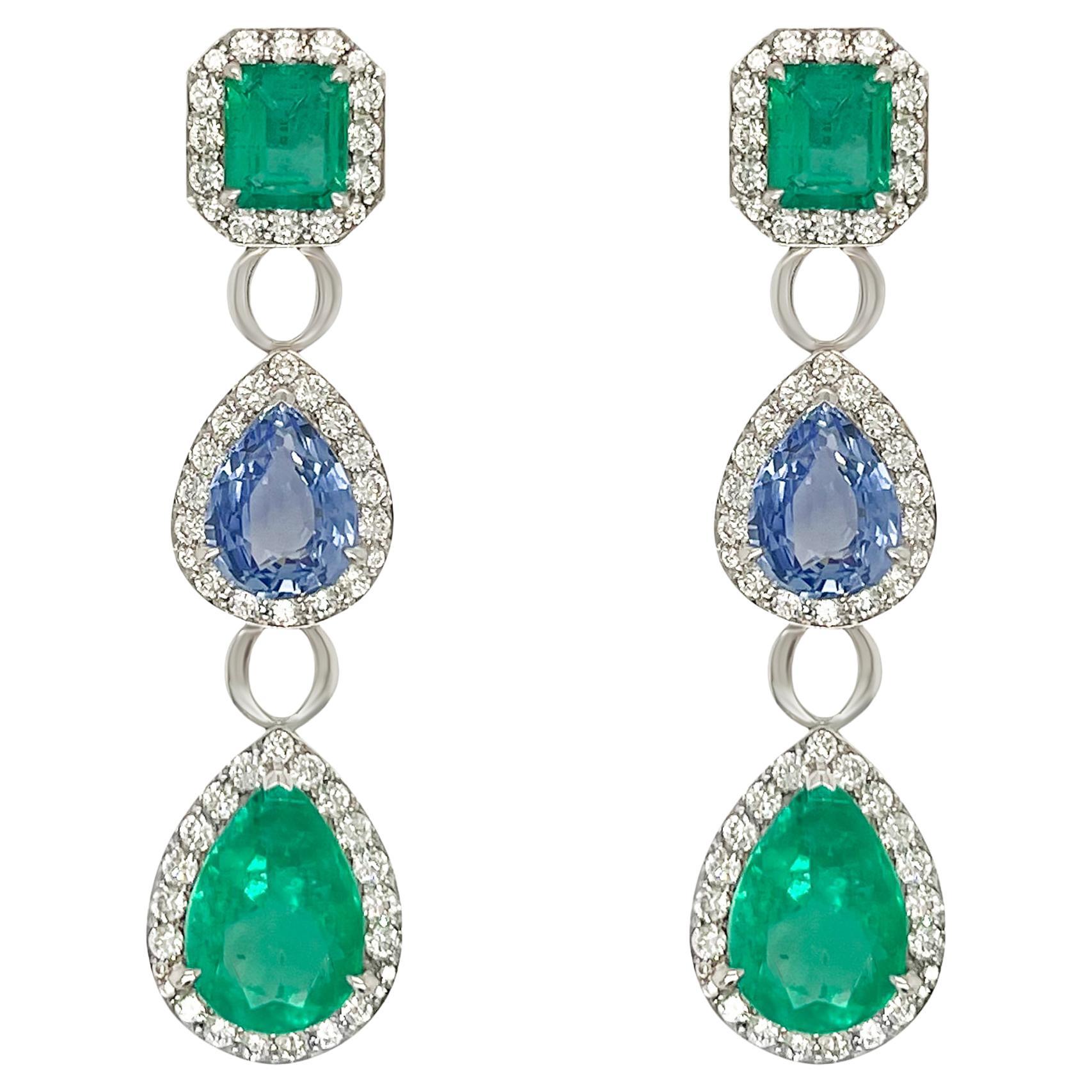 26 Carat Royal Blue Sapphire and Diamond White Gold Earrings For Sale ...