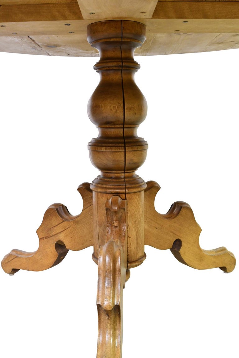 Round Dining Table in Repurposed Pine with Antique Pine Pedestal at ...