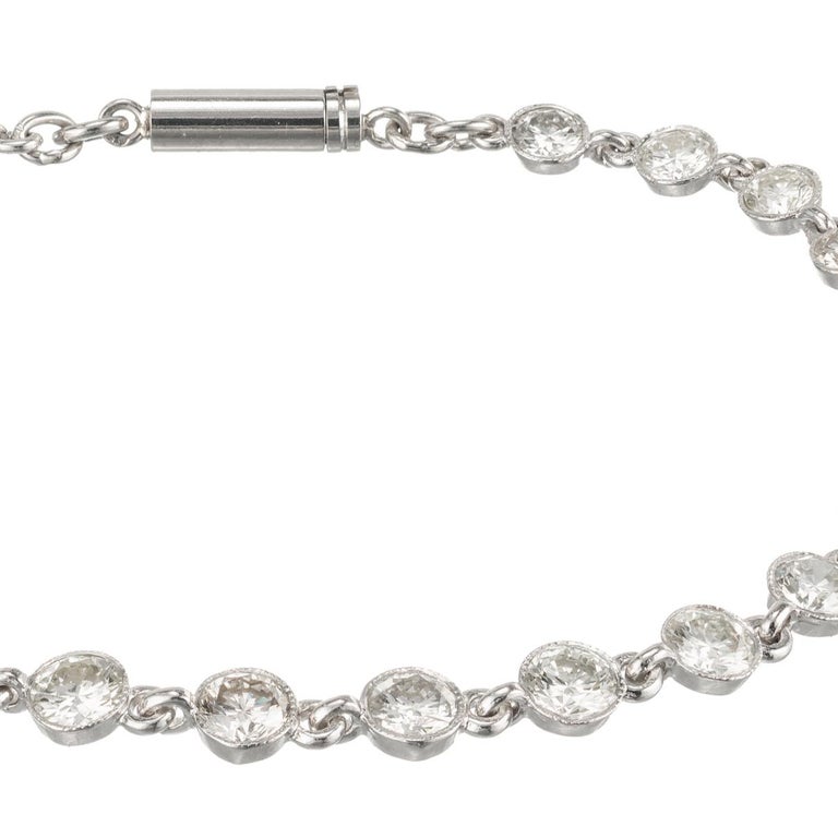 5.40 Carat Brilliant Full Diamond Platinum Tube Set Bracelet For Sale ...