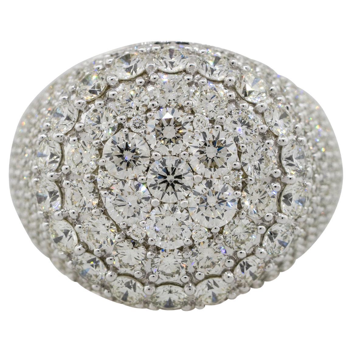 7 Carat Round and Pear Shape Diamond Pave Dome Ring 18 Karat in stock ...