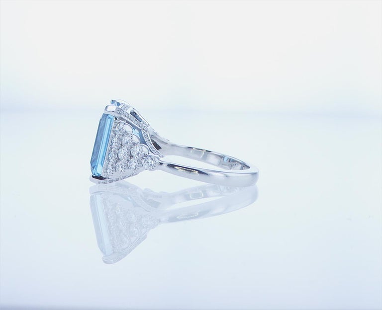 5.40ct Aqua Ring with over 1ct of Diamonds For Sale at 1stDibs