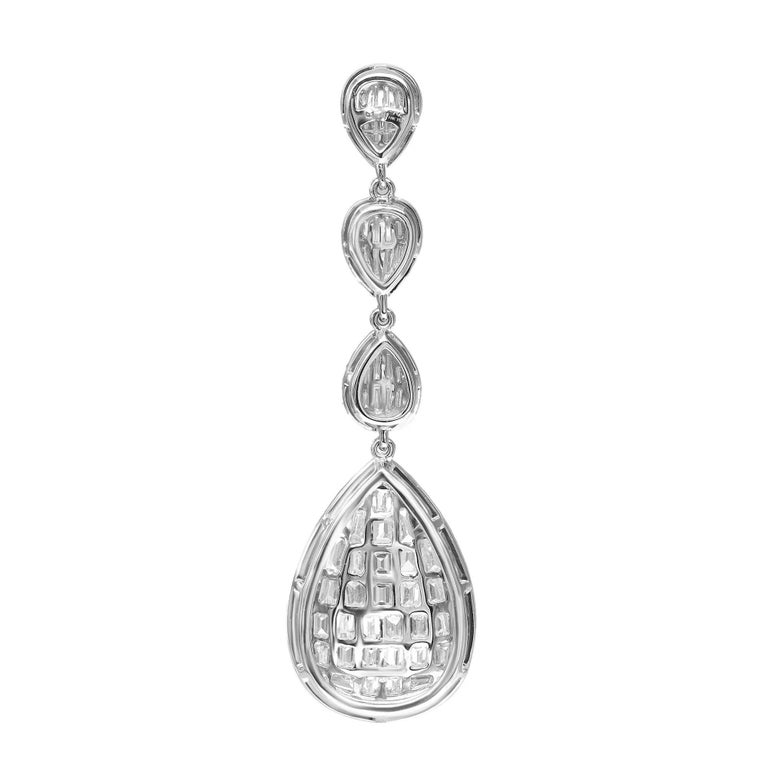 5.42cttw Baguette Cut and Round Cut Diamond Drop Earrings 18k White ...