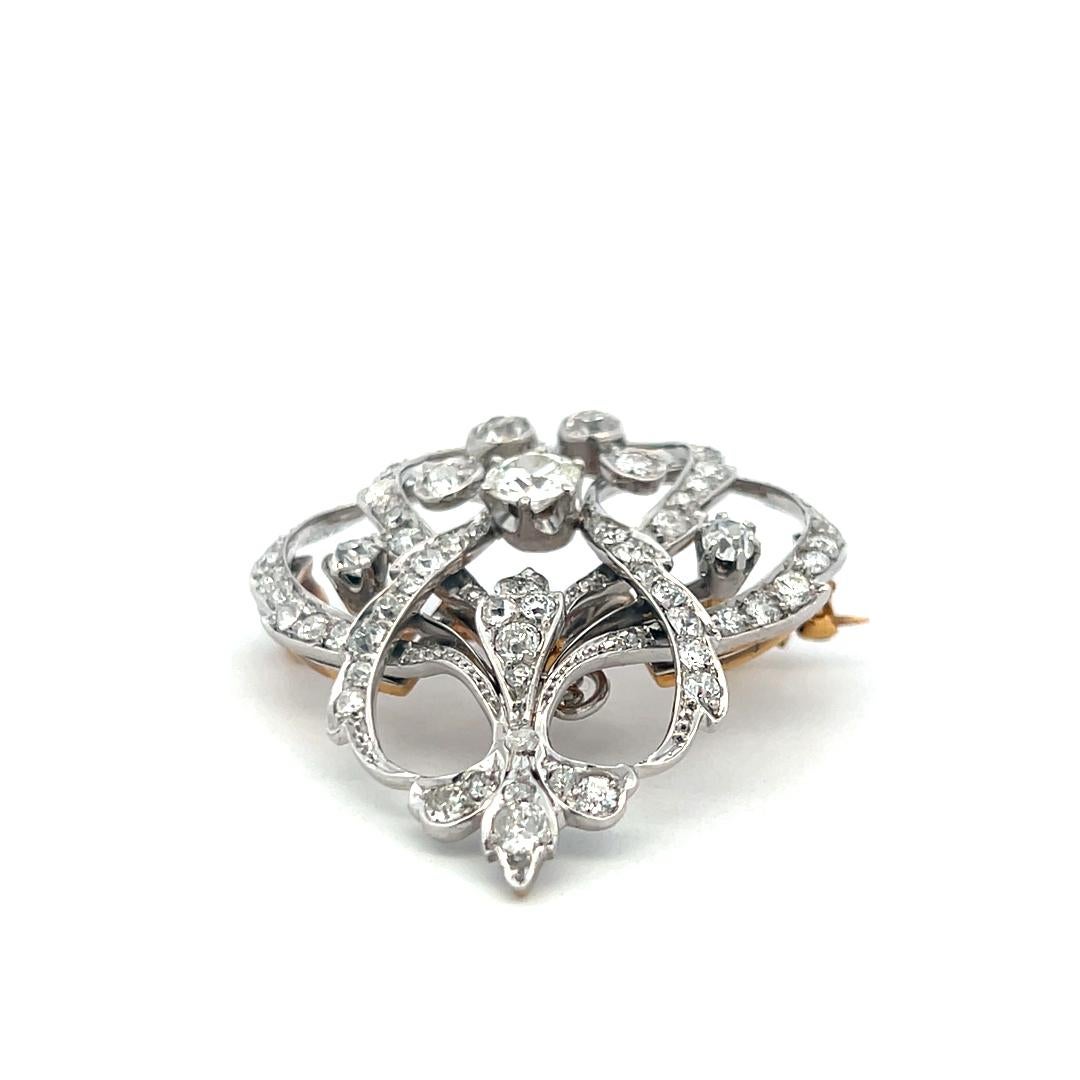 5.43 Carat Old European Cut Diamond 18K Two Tone Gold/Platinum Pin ...