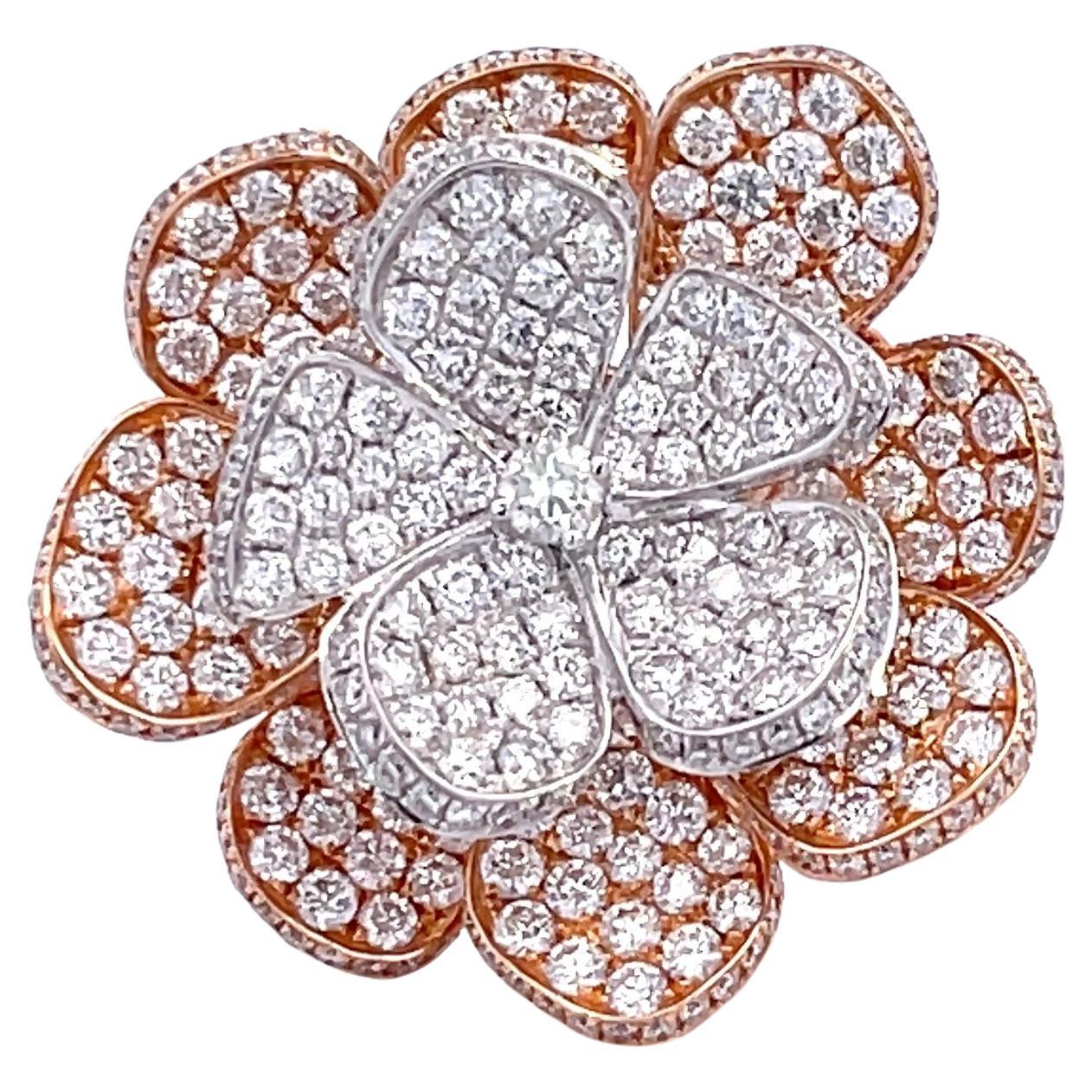 Wave and Chain Style Micro Pave Set Diamond Filled Two-Toned Cocktail ...